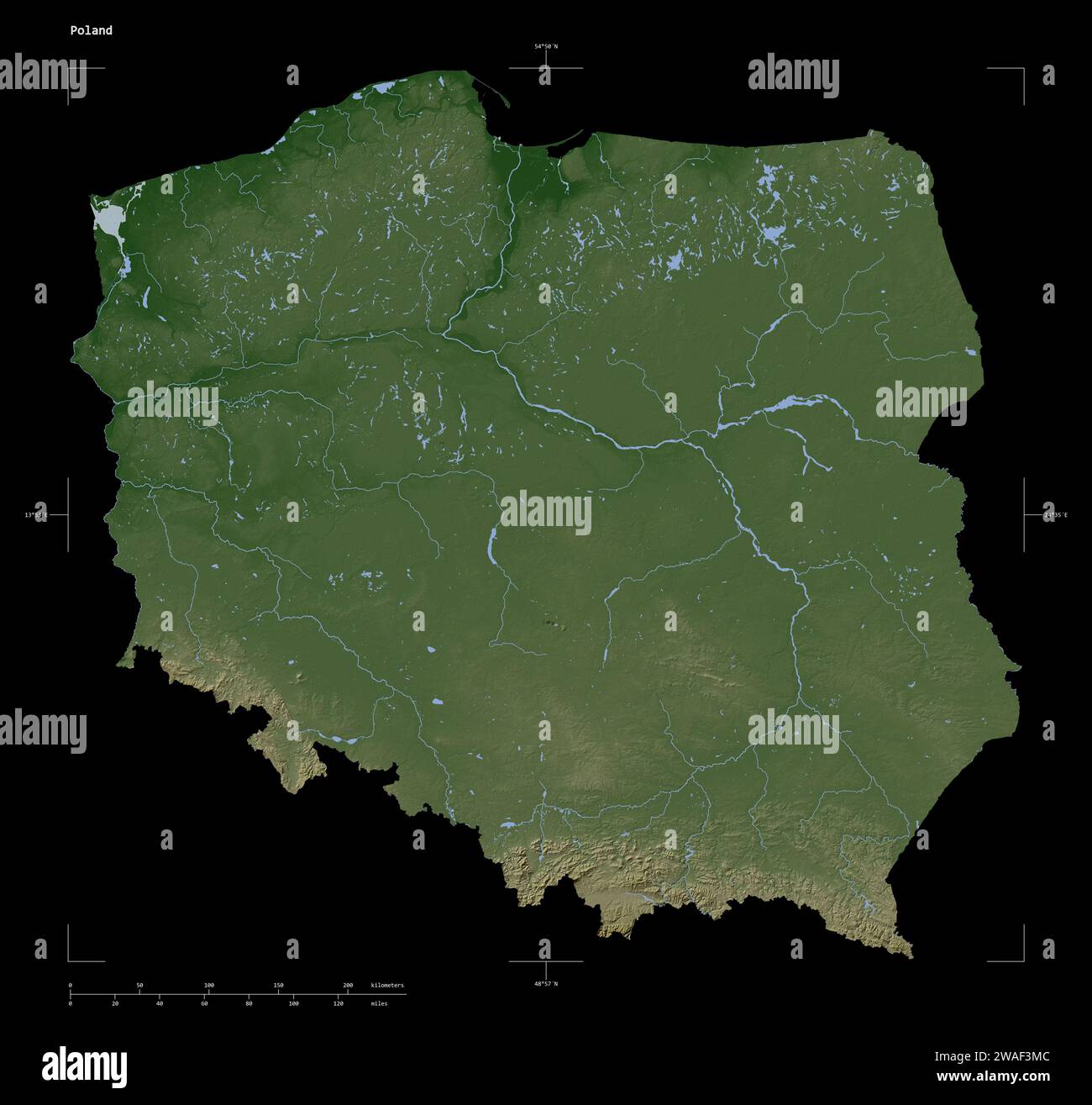 Shape of a Pale colored elevation map with lakes and rivers of the ...