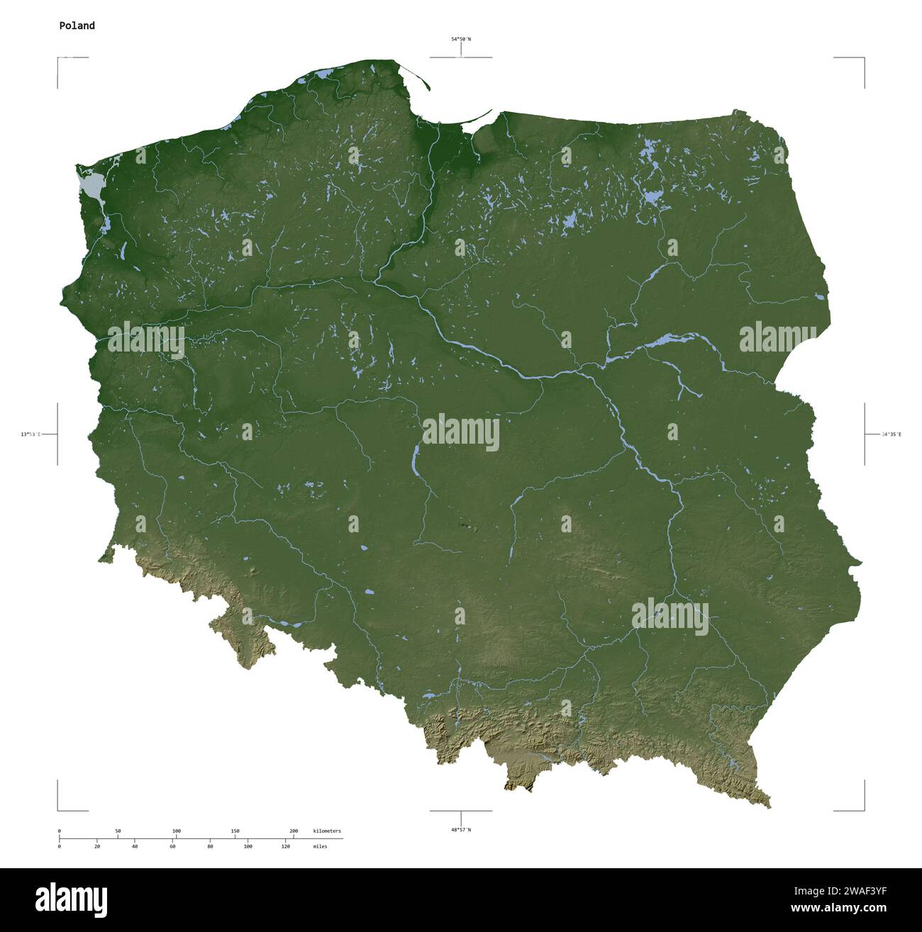 Shape of a Pale colored elevation map with lakes and rivers of the ...