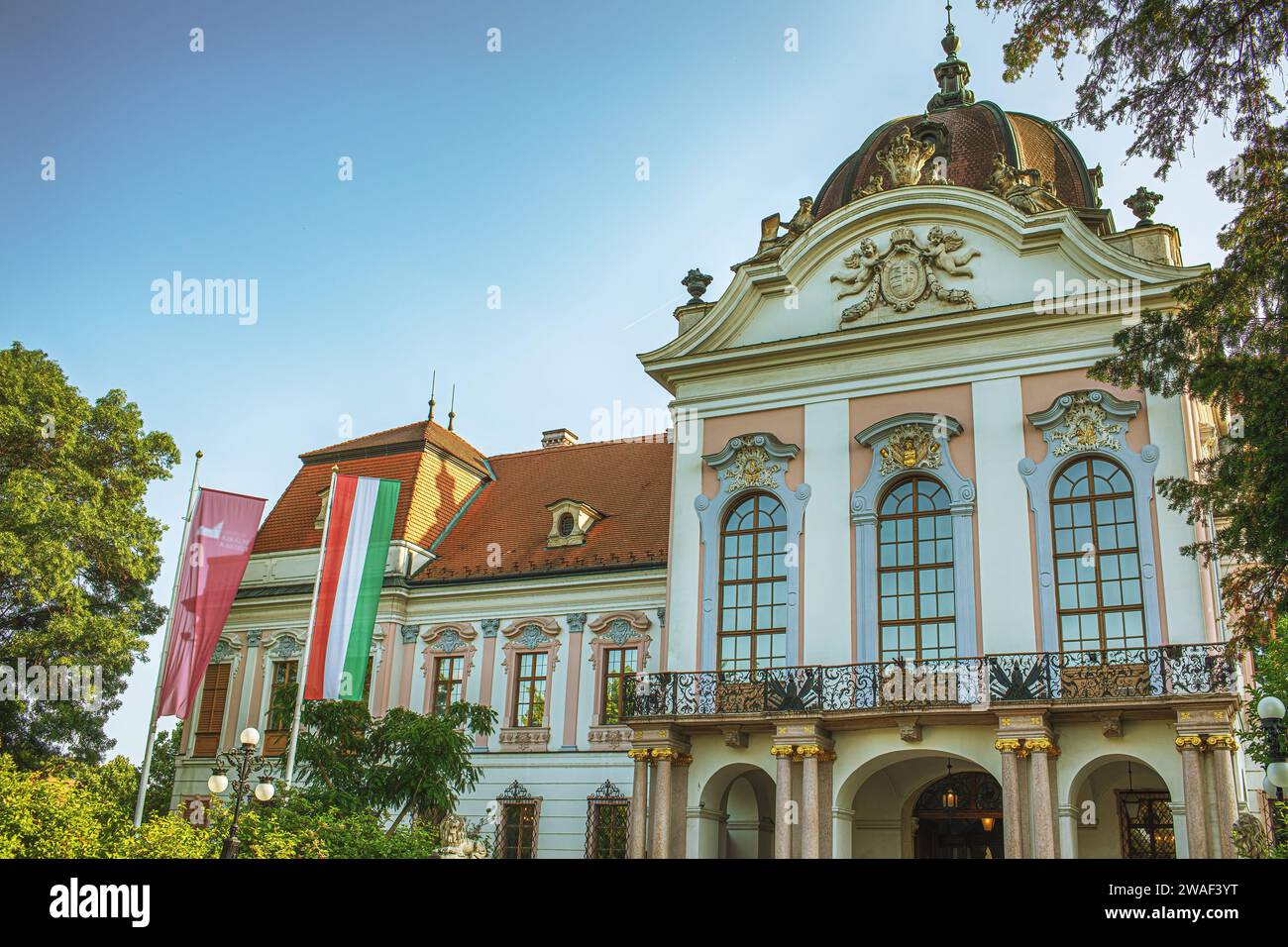 Facade of the Royal Palace of Godollo,Hungary.Summer season Stock Photo ...