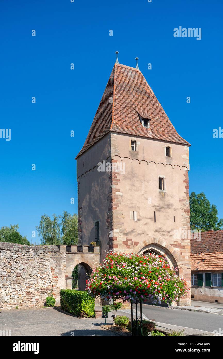 Historic Porte de la Vierge, Rosheim, Alsace, France, Europe Stock ...