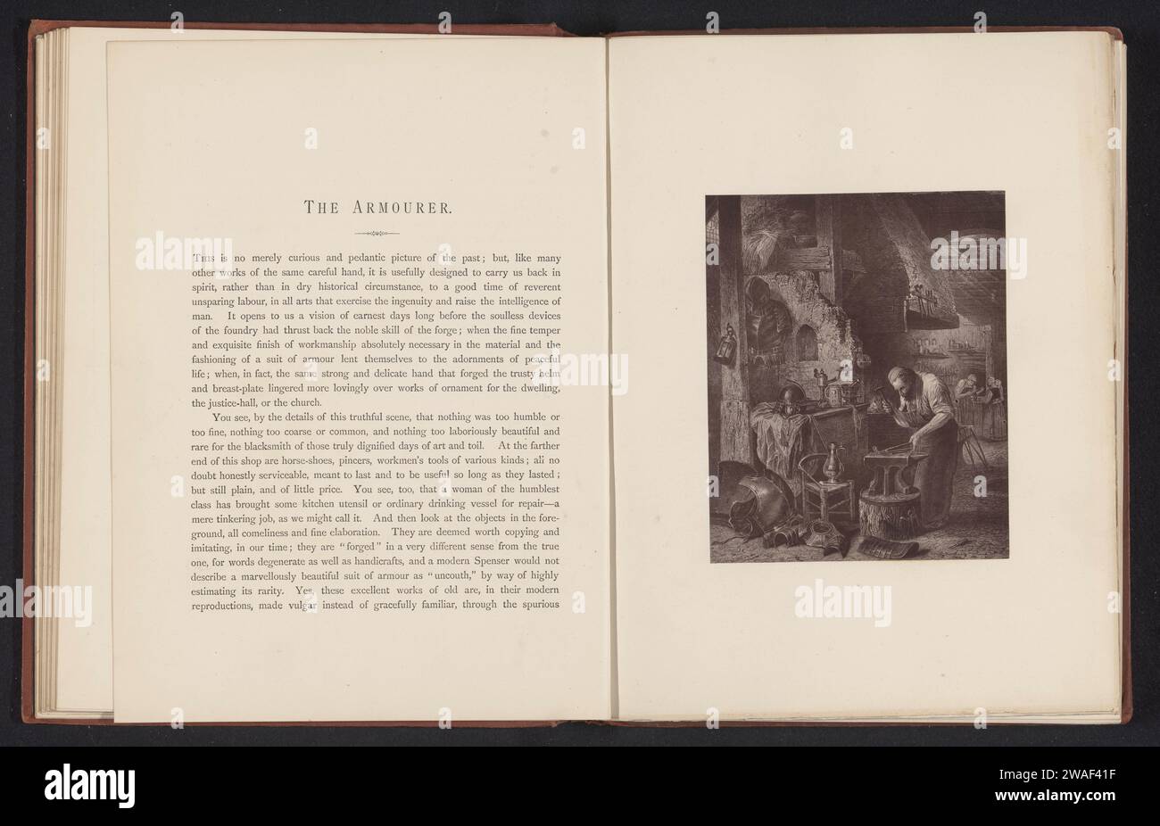 Photo production from a print to a painting, representing a weapon mith ...