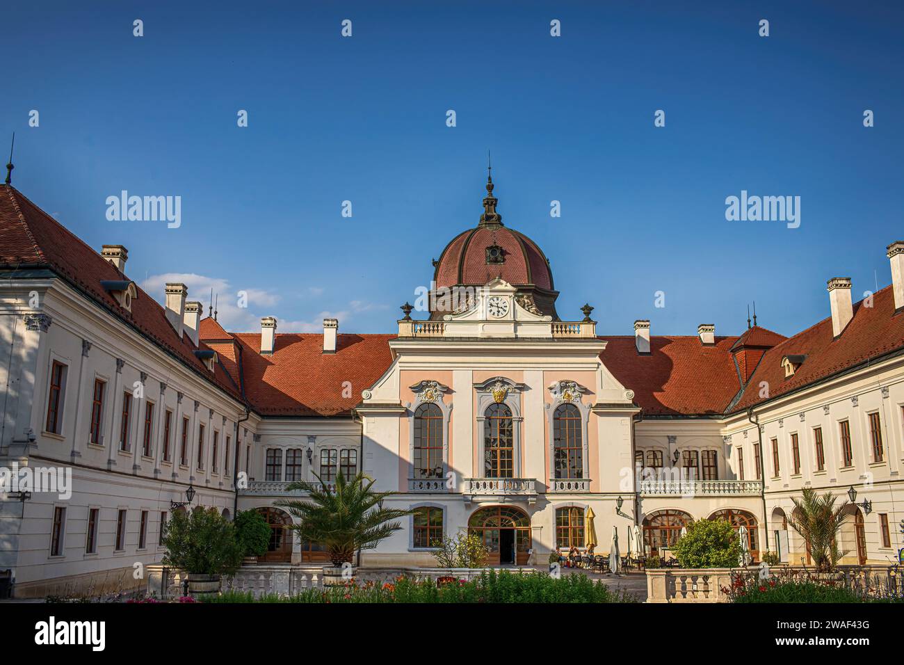 Facade of the Royal Palace of Godollo,Hungary.Summer season Stock Photo ...