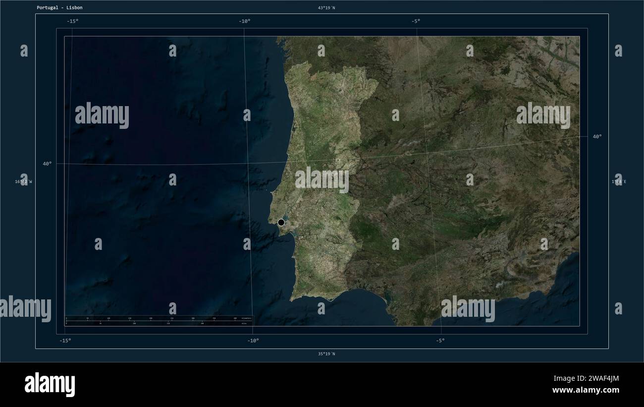 Portugal highlighted on a high resolution satellite map map with the ...