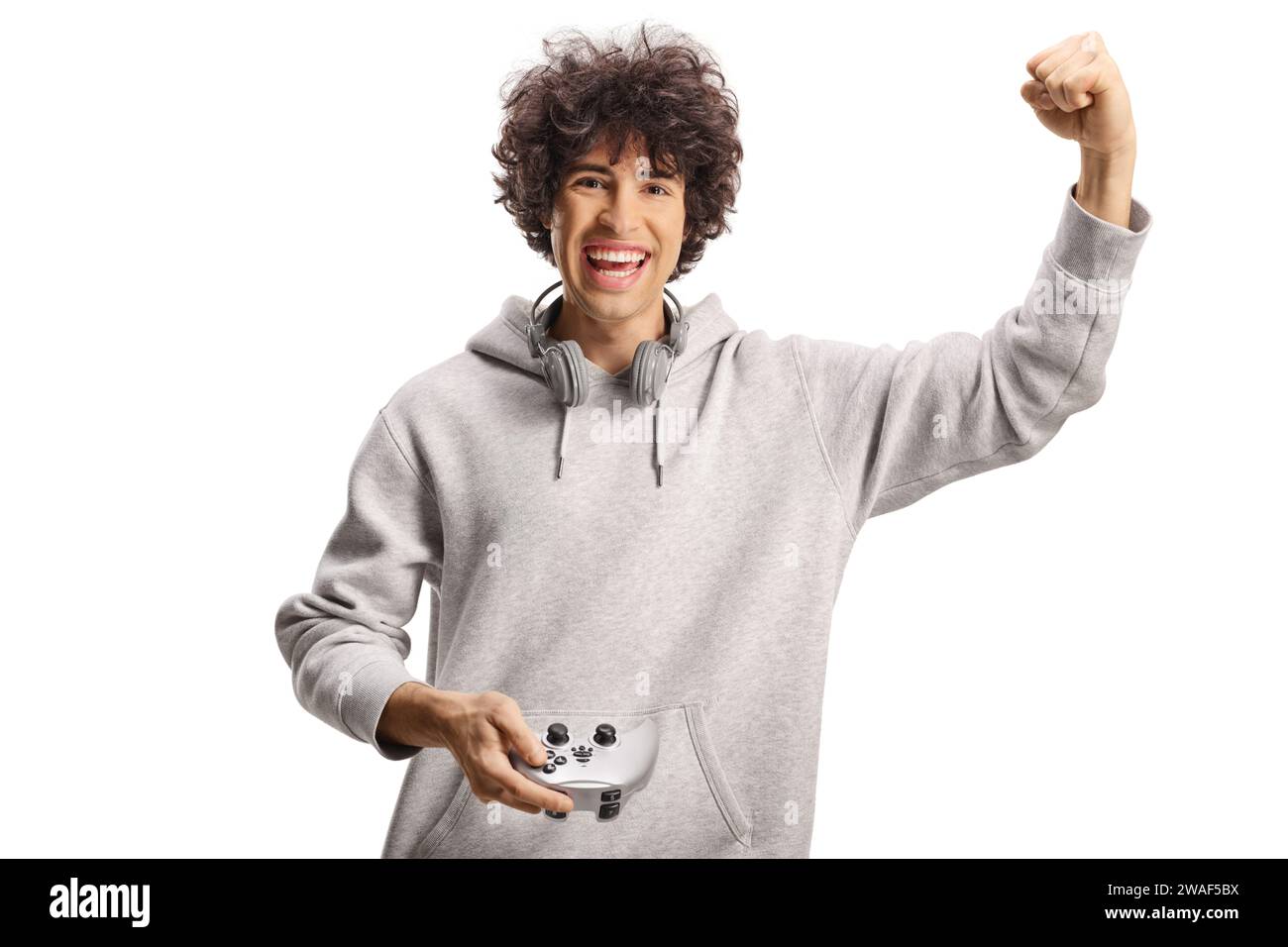Excited young guy joystick hi-res stock photography and images - Alamy