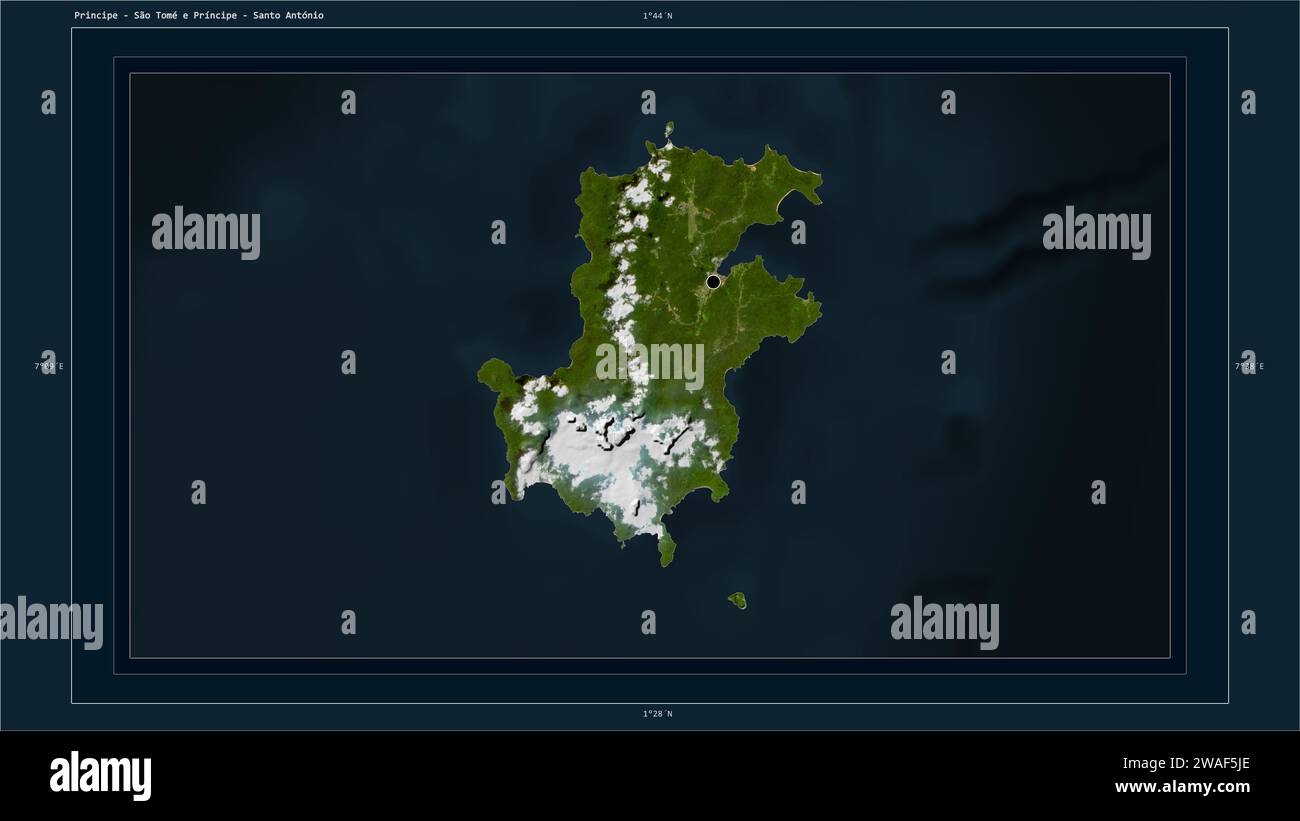 Principe - Sao Tome e Principe highlighted on a high resolution satellite map map with the ...