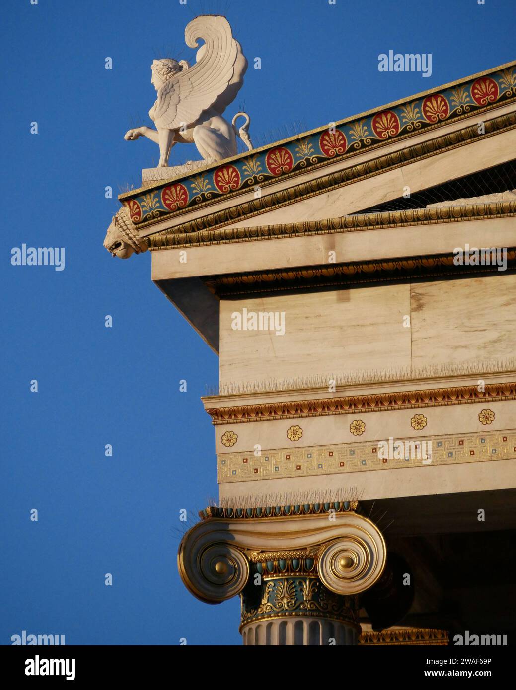Architectural Details of the Academy of Athens at Panepistimiou Street Greece, Pediment, Ionic ...