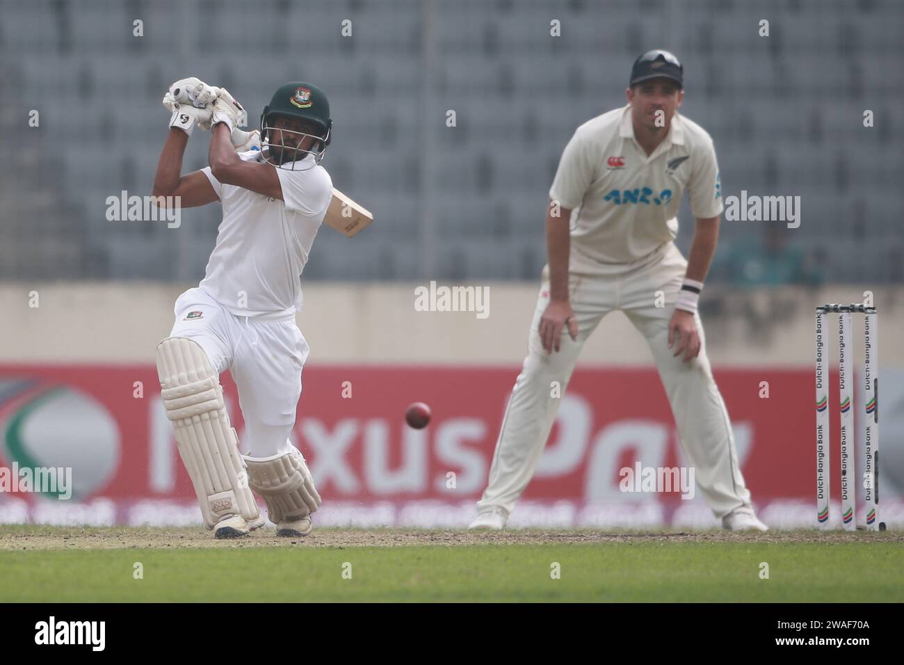 Bangladeshi batter Taijul Islam bats during Bangladesh-New Zealand 2nd ...
