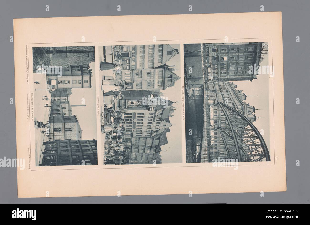 Three faces on Hamburg, depicted Het Dovenhof and Kornhausbrücke ...