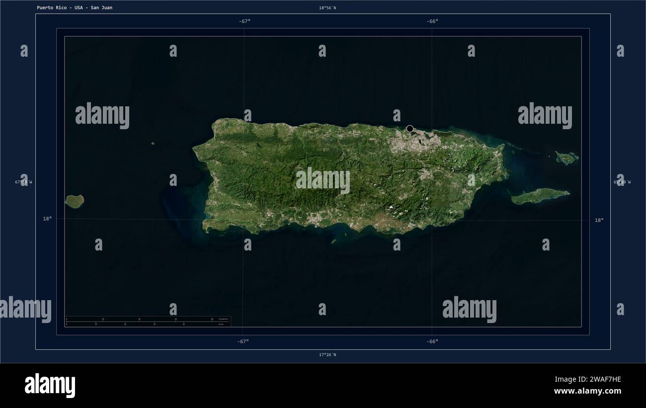 Puerto Rico - USA highlighted on a low resolution satellite map map ...