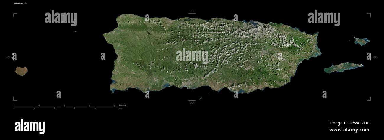 Shape of a high resolution satellite map of the Puerto Rico - USA, with ...