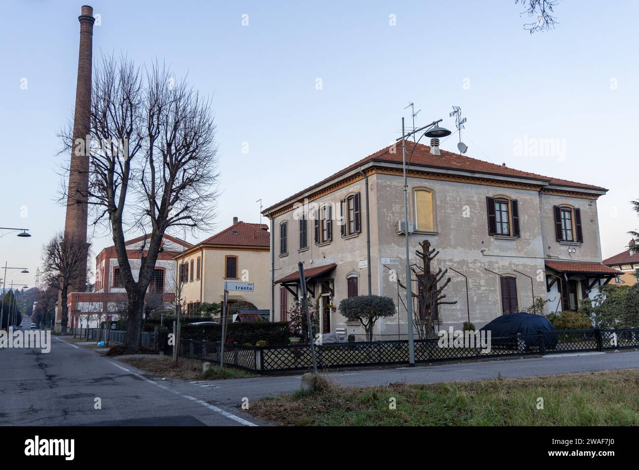 Crespi d'Adda, Italy - january 3 2024 - workers village UNESCO site ...