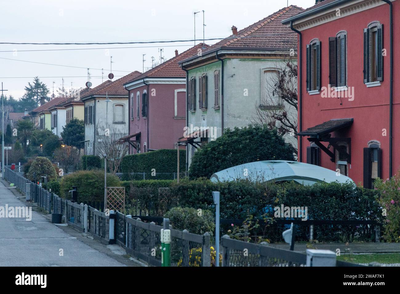 Crespi d'Adda, Italy - january 3 2024 - workers village UNESCO site ...