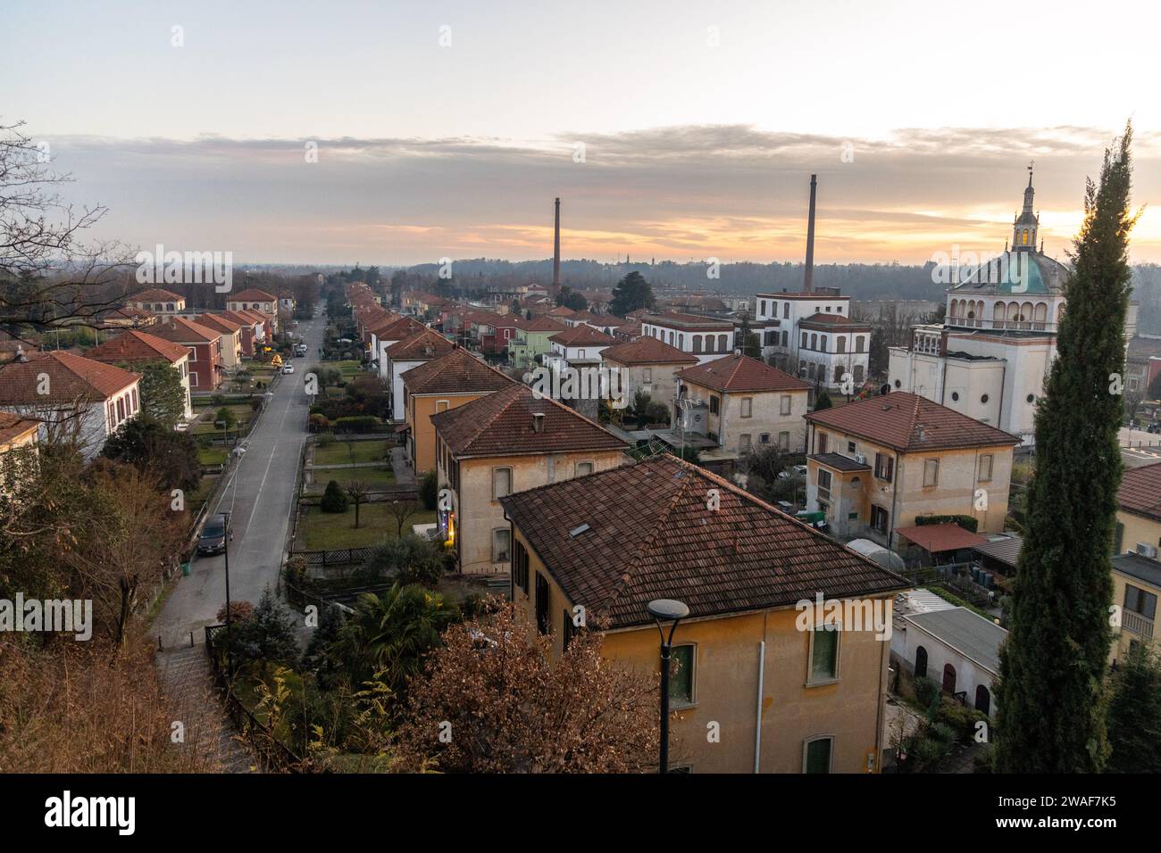 Crespi d'Adda, Italy - january 3 2024 - workers village UNESCO site ...