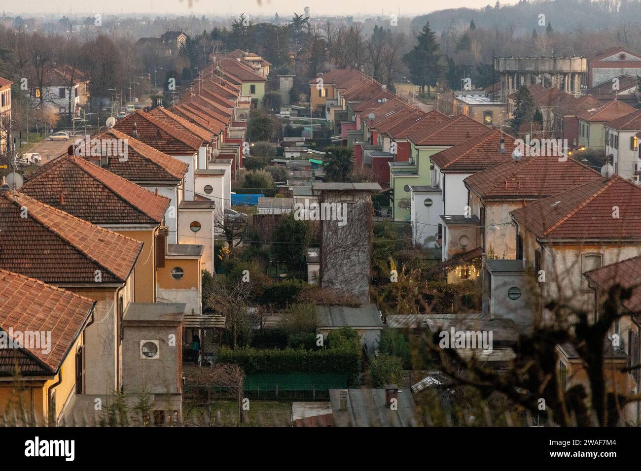 Crespi d'Adda, Italy - january 3 2024 - workers village UNESCO site ...