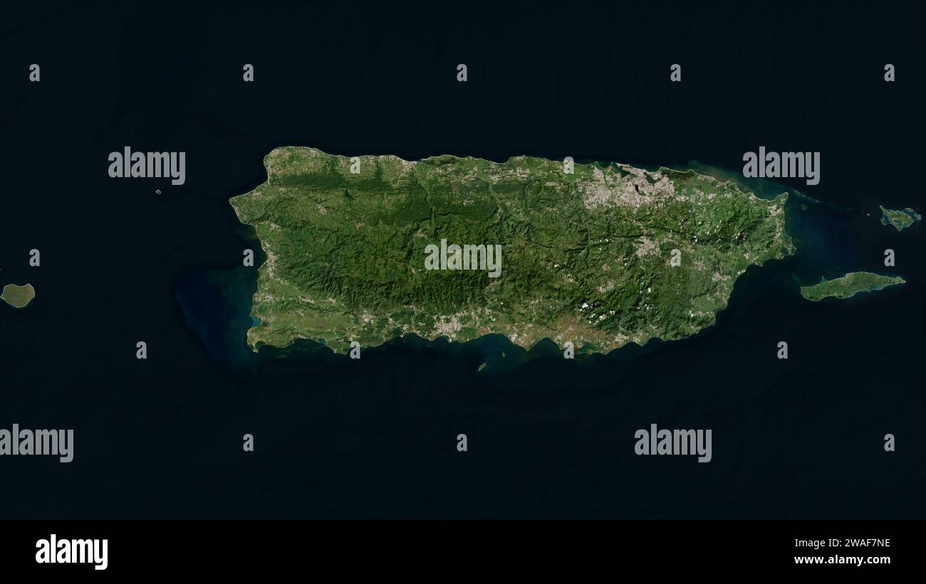 Puerto Rico - USA highlighted on a low resolution satellite map Stock ...