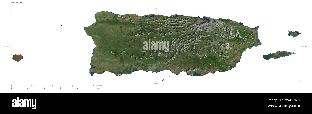 Shape of a high resolution satellite map of the Puerto Rico - USA, with ...