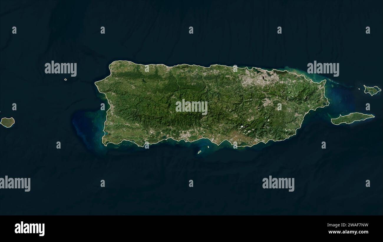Puerto Rico - USA outlined on a low resolution satellite map Stock ...