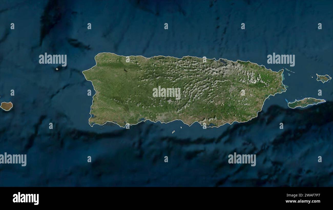 Puerto Rico - USA outlined on a high resolution satellite map Stock ...