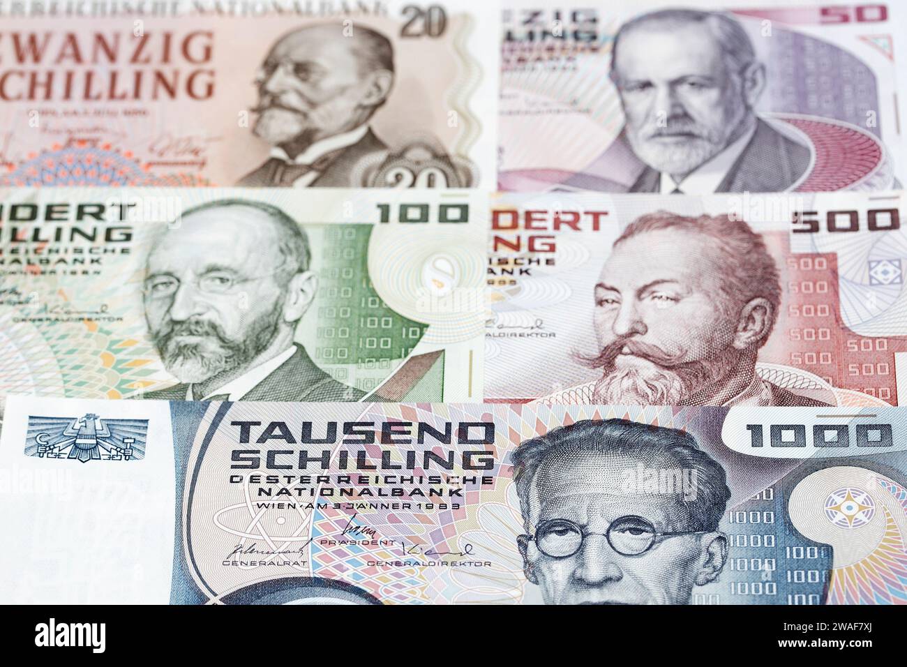 Austrian money - schilling a business background Stock Photo - Alamy