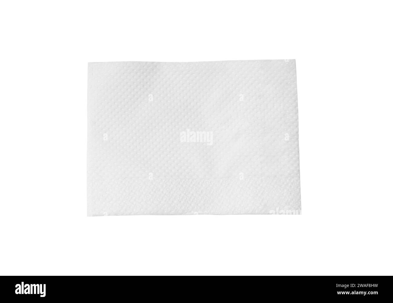 Top view of single folded white tissue paper or napkin is isolated on ...