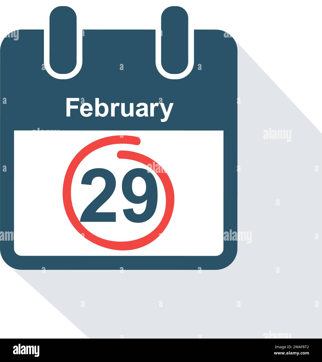 29 february in the leap year calendar isolated on white background ...