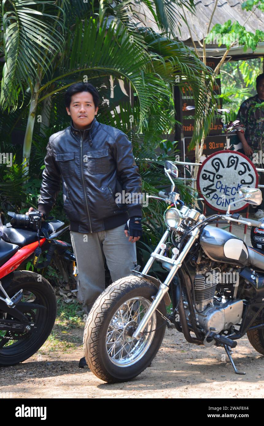 Thai man biker biking motorcycle travelers people riding motorbike ...