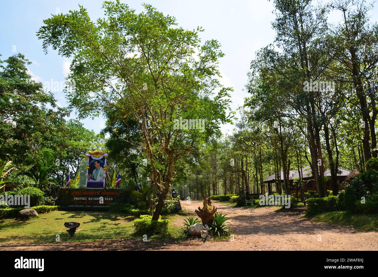 Viewpoint post sign tag information of Phu Toei National Park for thai ...