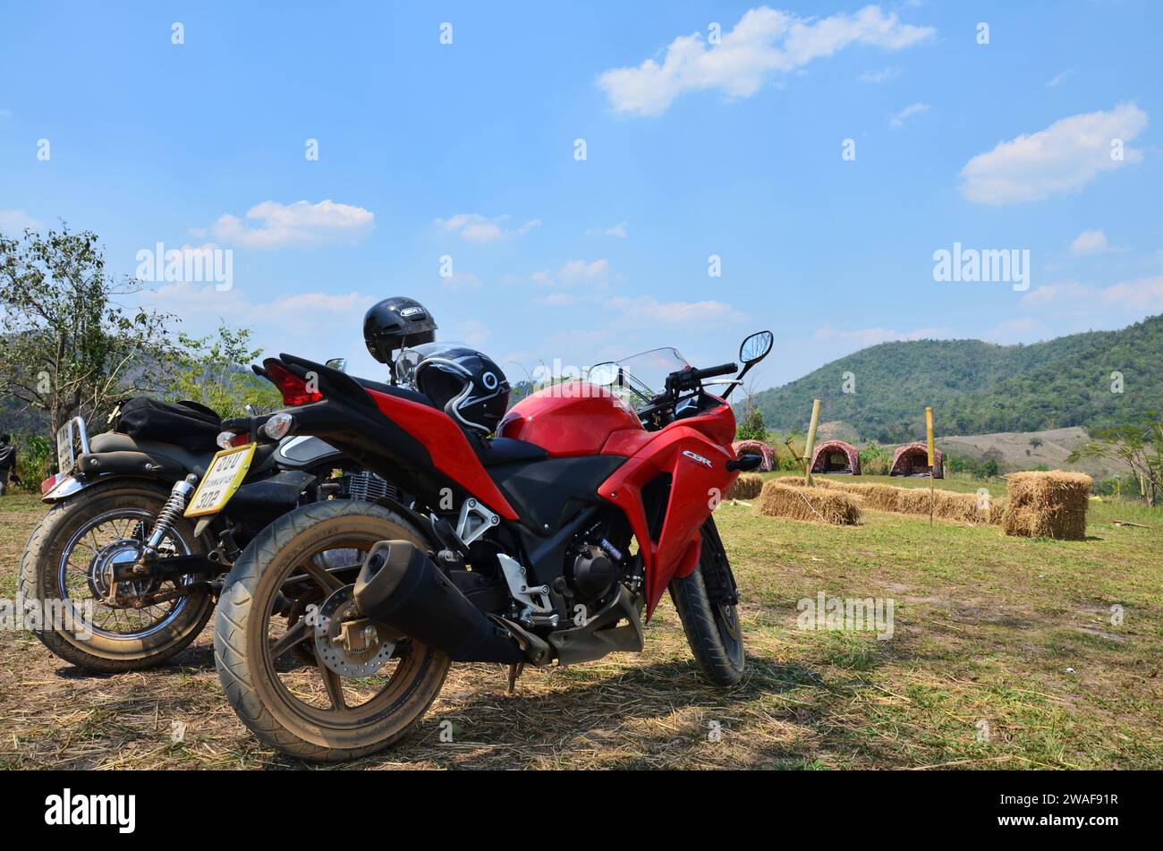 Thai man biker biking motorcycle travelers people riding motorbike ...