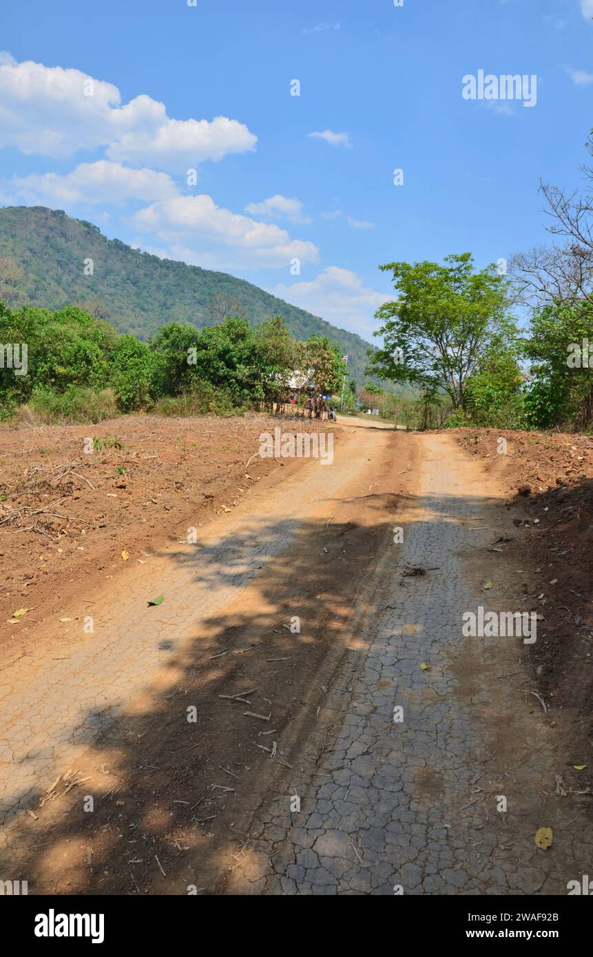 Non asphalt Lateritic road or laterite rouge soils red earth street on ...