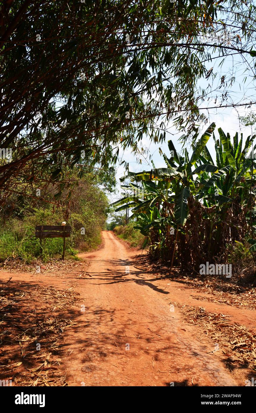 Non asphalt Lateritic road or laterite rouge soils red earth street on ...