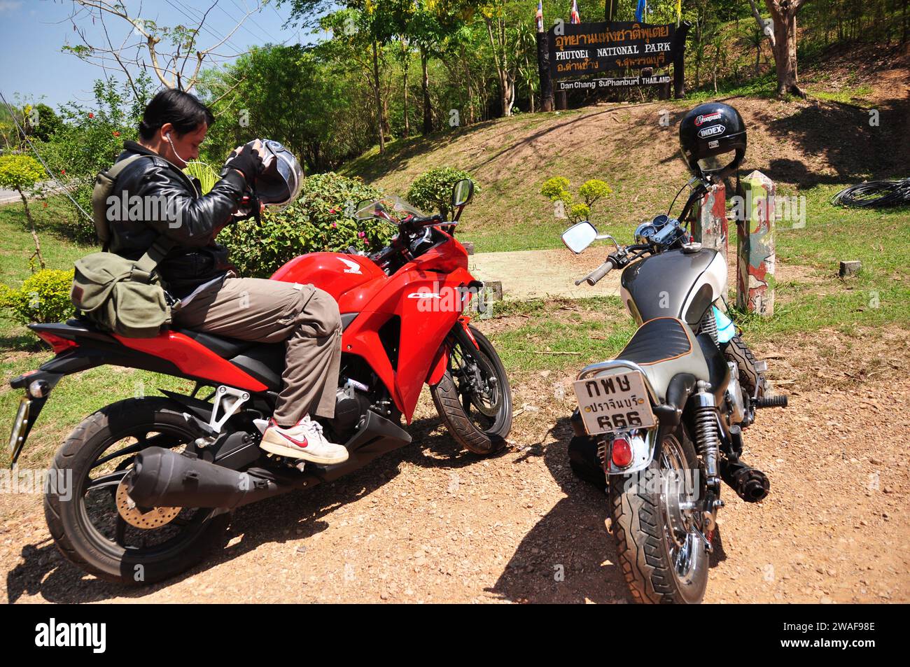 Thai man biker biking motorcycle travelers people riding motorbike ...