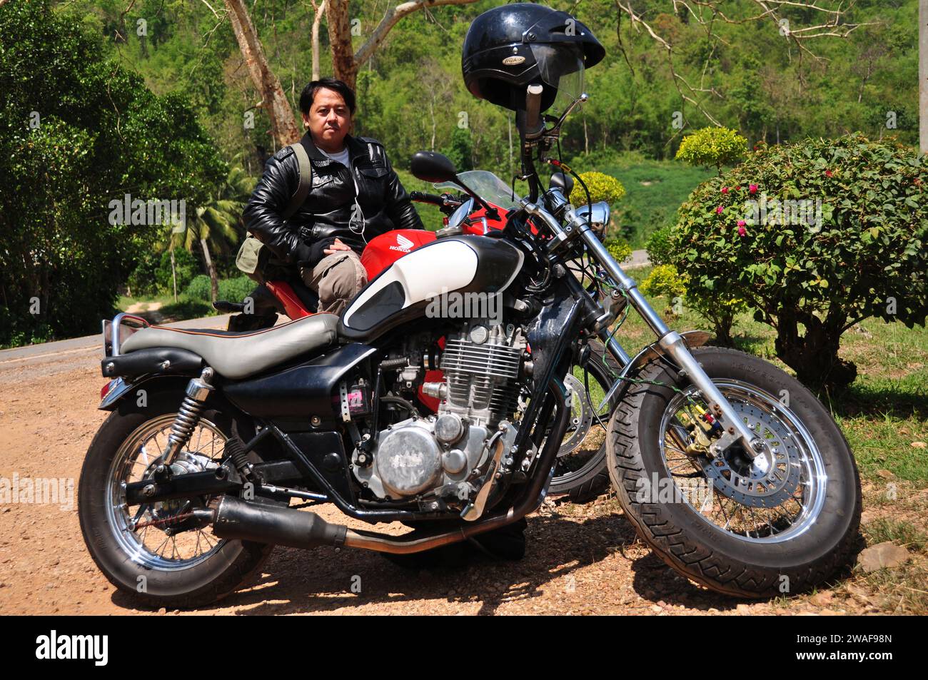 Thai man biker biking motorcycle travelers people riding motorbike ...