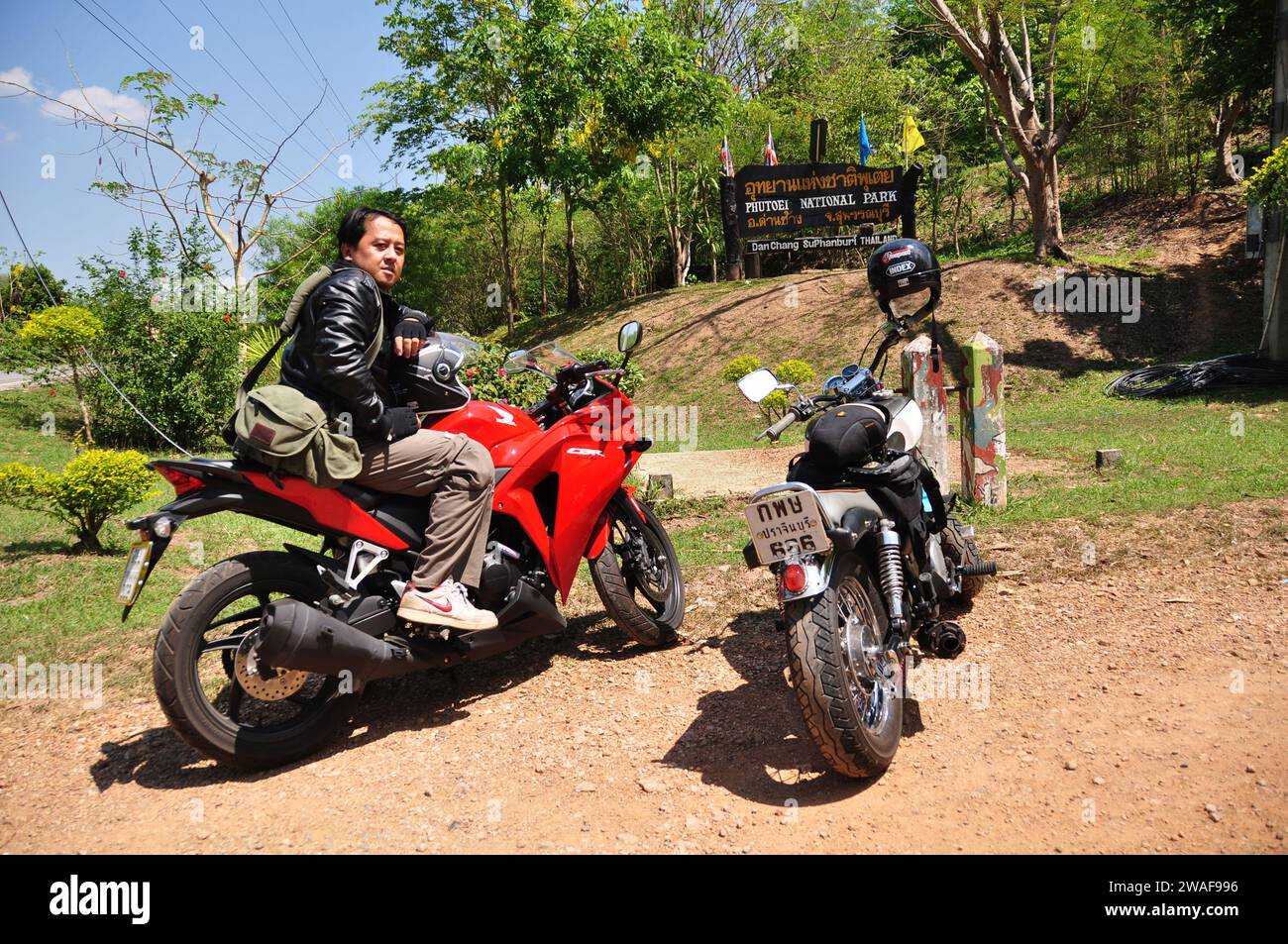 Thai man biker biking motorcycle travelers people riding motorbike ...