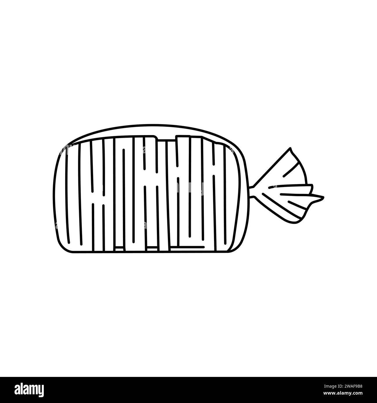 Hand drawn packaged bread color element. Cartoon Ultra processed food ...