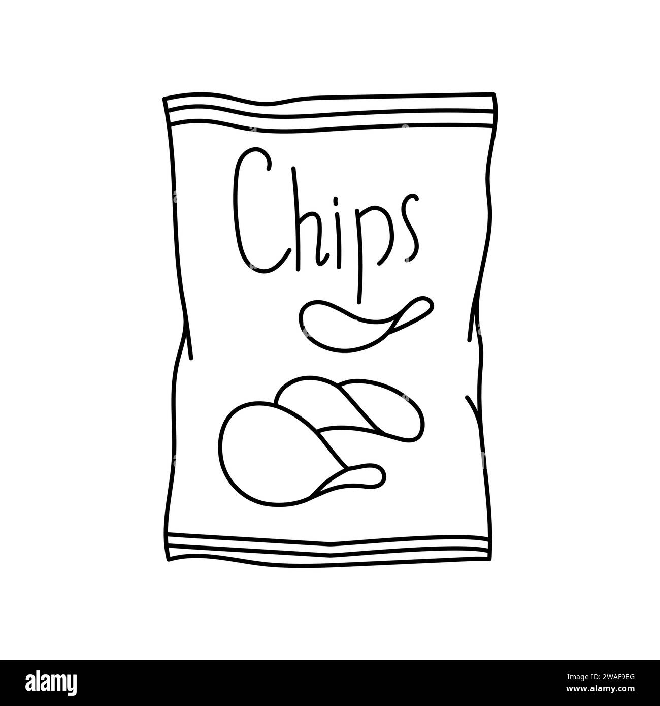 Bag of crisp crisps potato chip chips Black and White Stock Photos ...