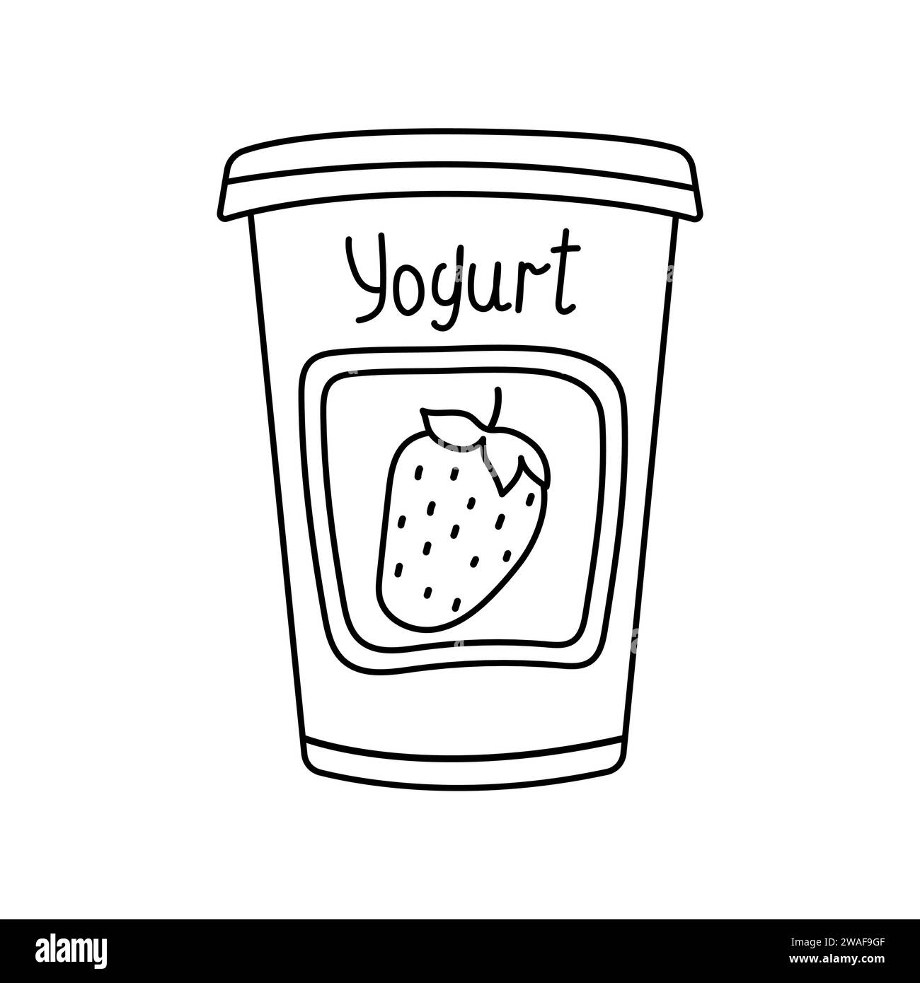 Hand drawn packaged yogurt color element. Cartoon Ultra processed food ...