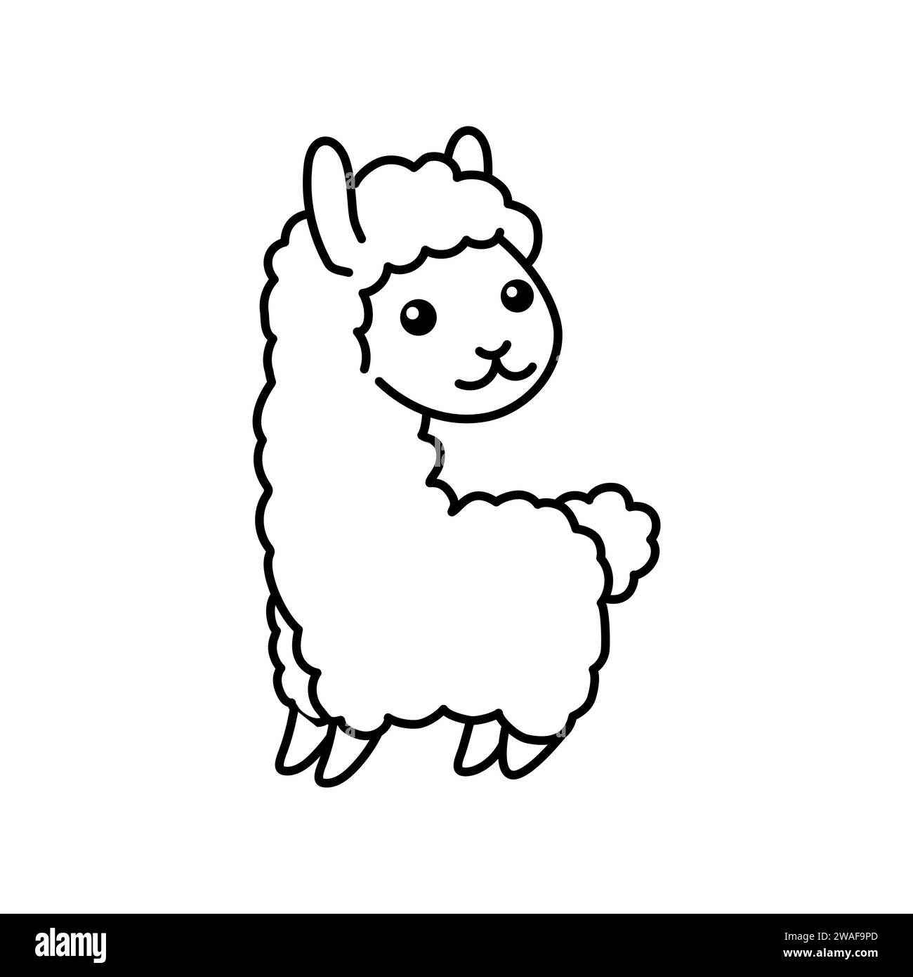 Lama color element. Hand drawn animals. Cartoon characters set ...