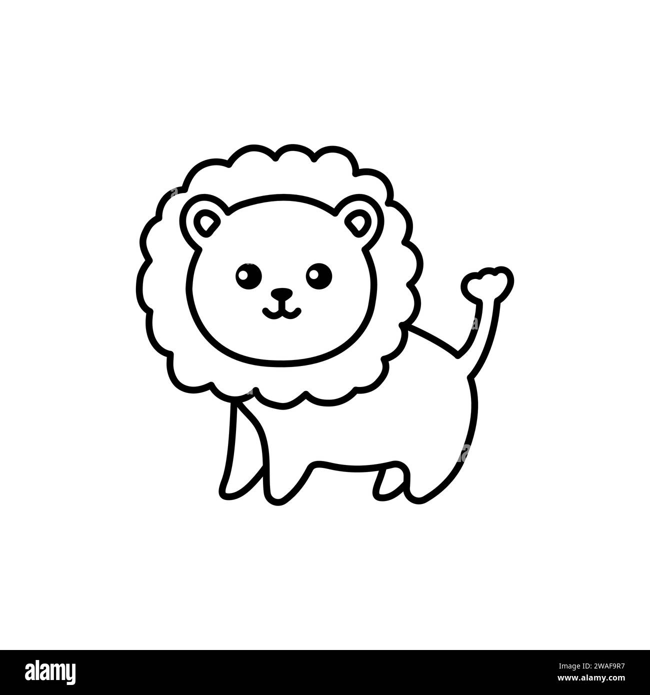 Lion color element. Hand drawn animals. Cartoon characters set ...