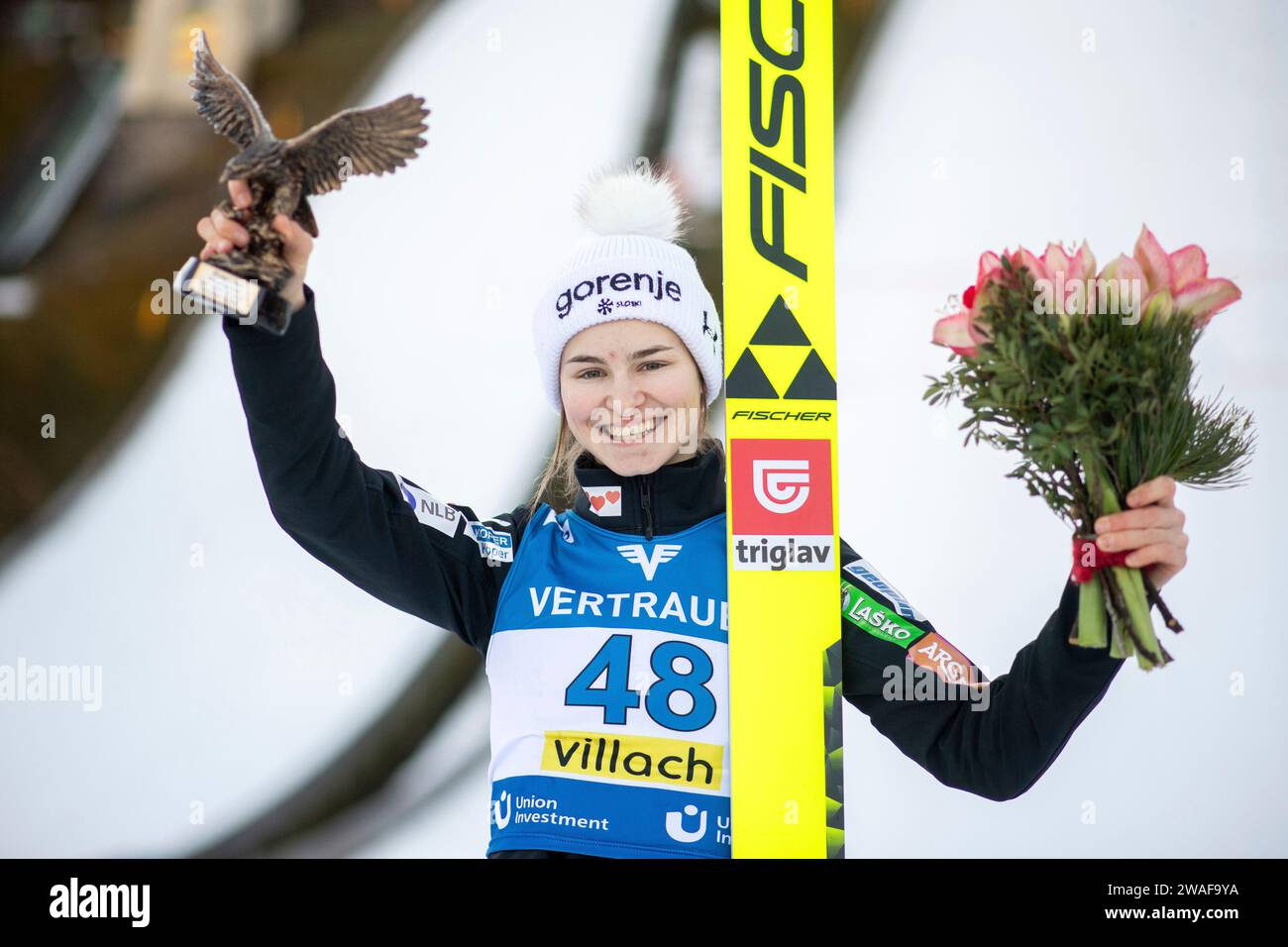 Nika Kriznar (Slowenien) jubelt ueber Platz 3, AUT, FIS Viessmsann ...