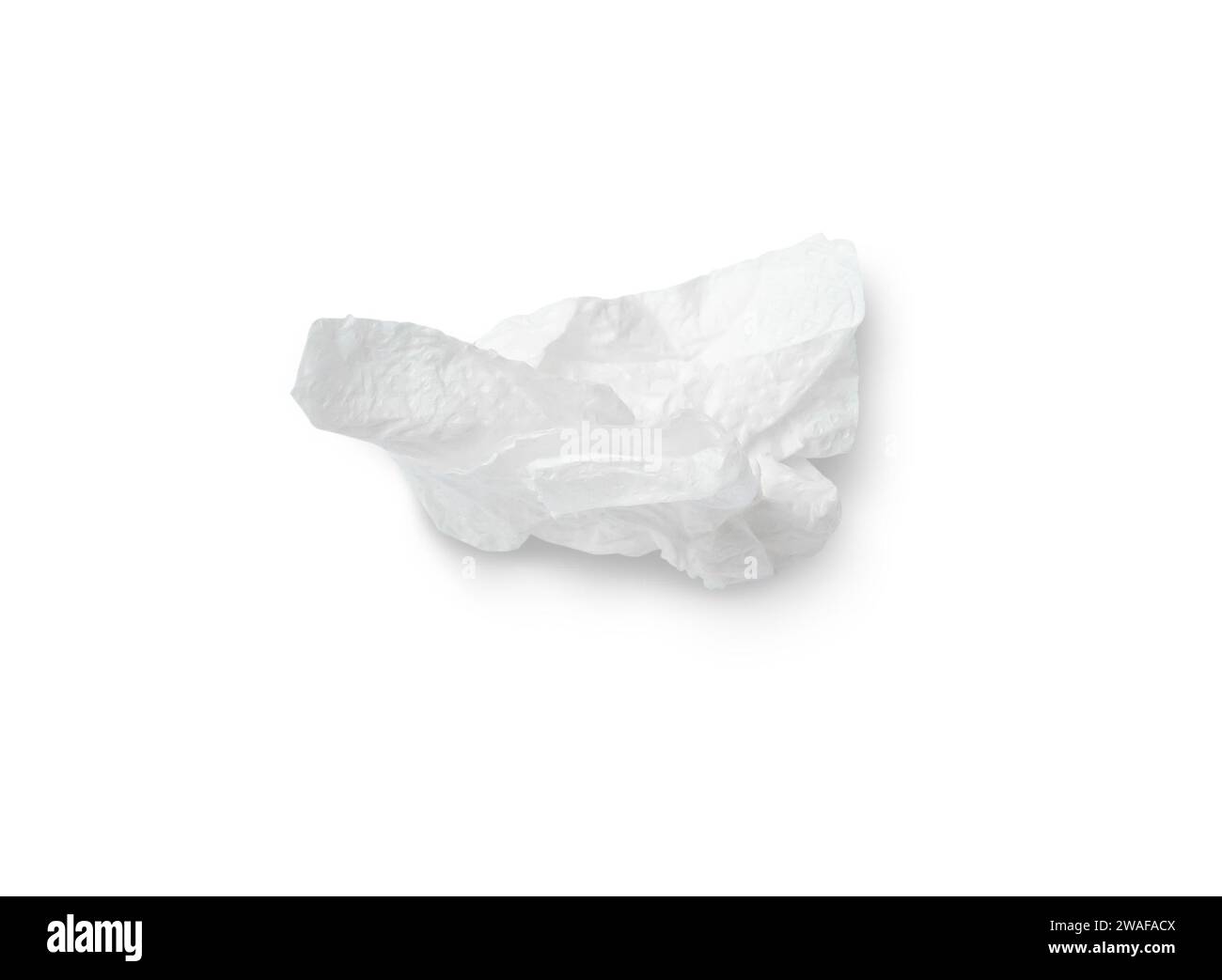 Single screwed or crumpled tissue paper after use is isolated on white ...