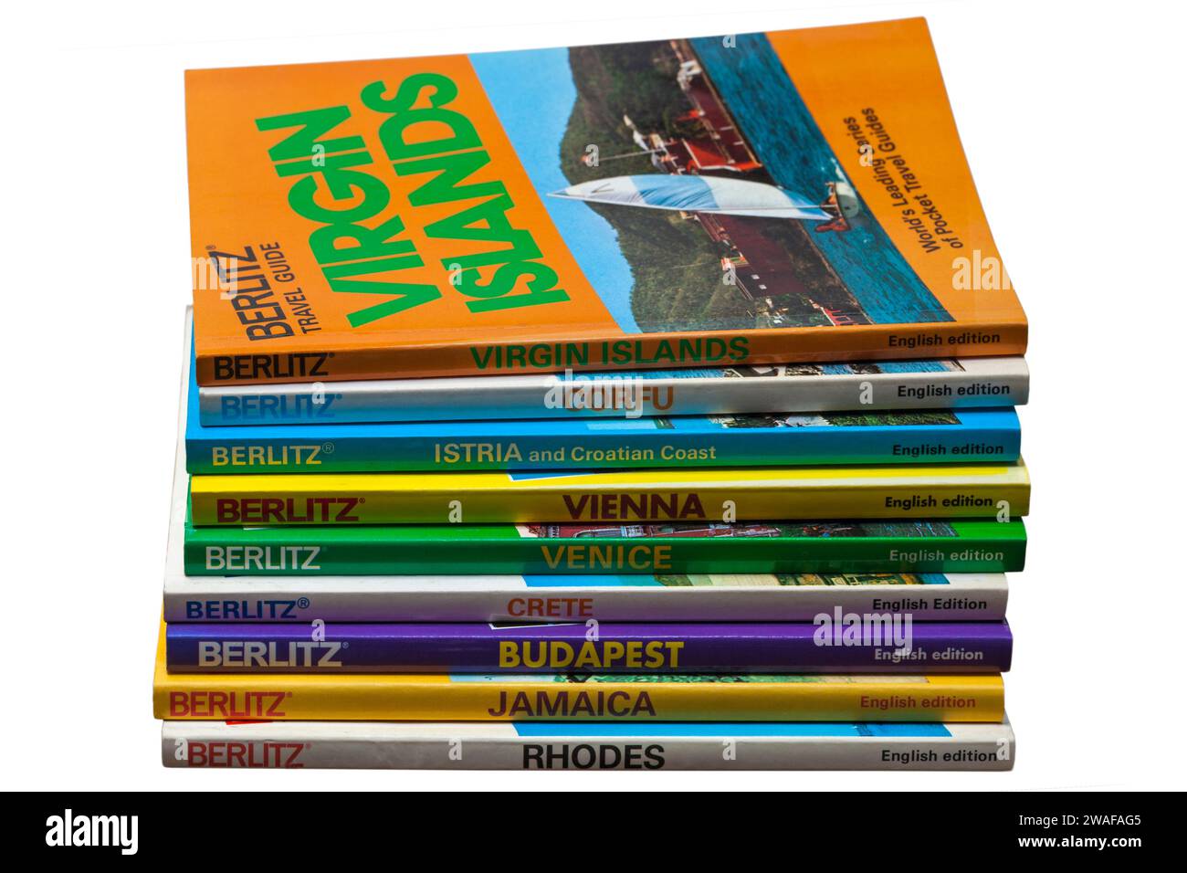 pile of Berlitz Travel Guide books isolated on white background Stock ...