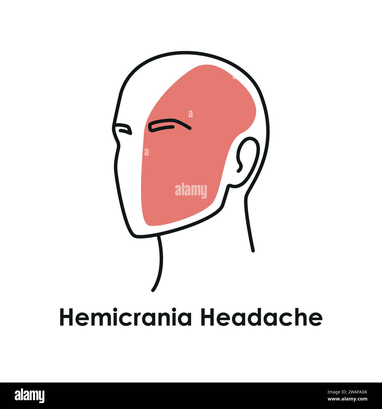 Hemicrania Headache color icon. Vector isolated illustration. Migraine ...