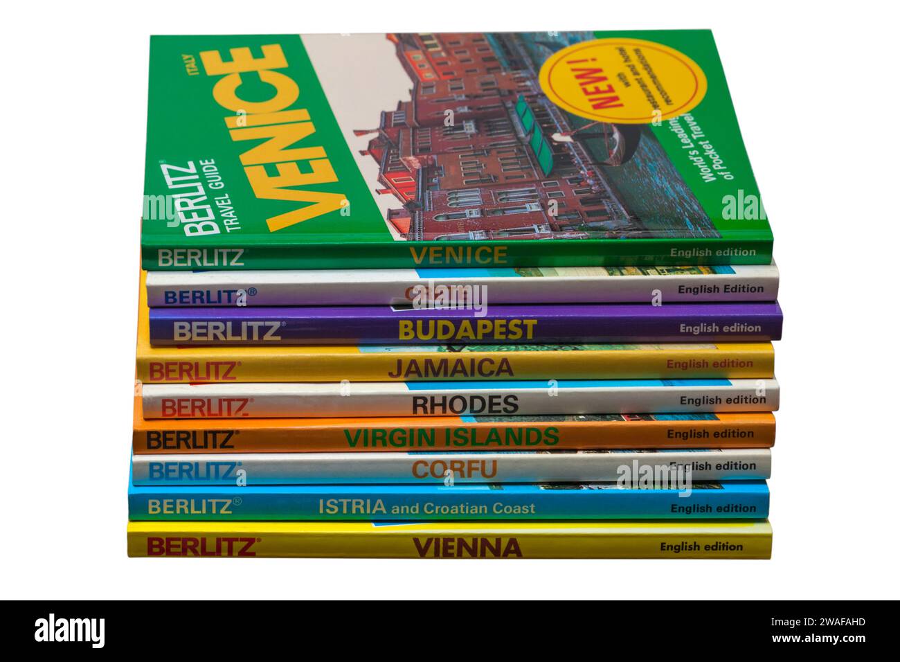 pile of Berlitz Travel Guide books isolated on white background Stock ...