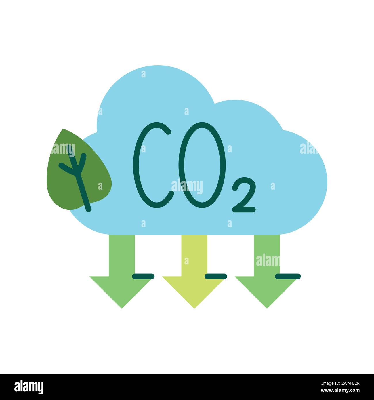 Carbon dioxide gas emission reduction color flat icon. Eco friendly ...