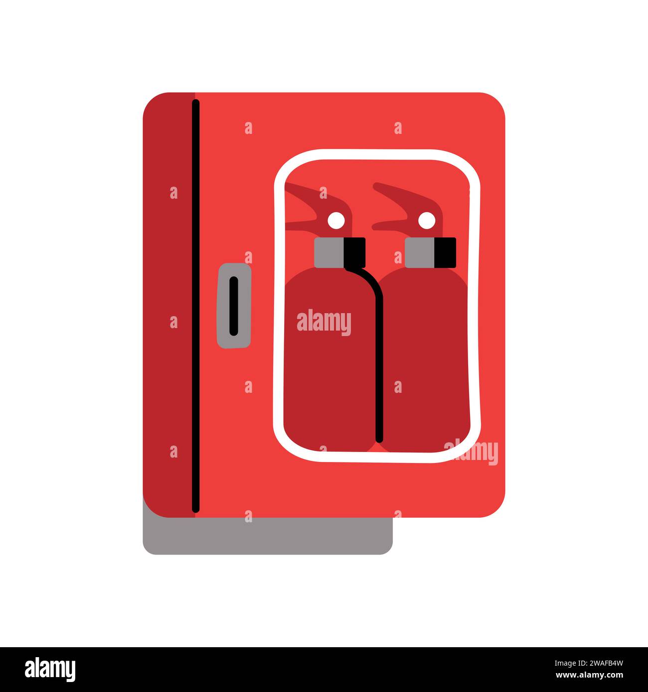 Red emergency box with fire-fighting equipments color icon. Storage for ...