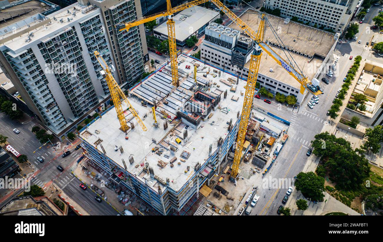 A bustling construction site in downtown Austin. Texas, USA Stock Photo ...