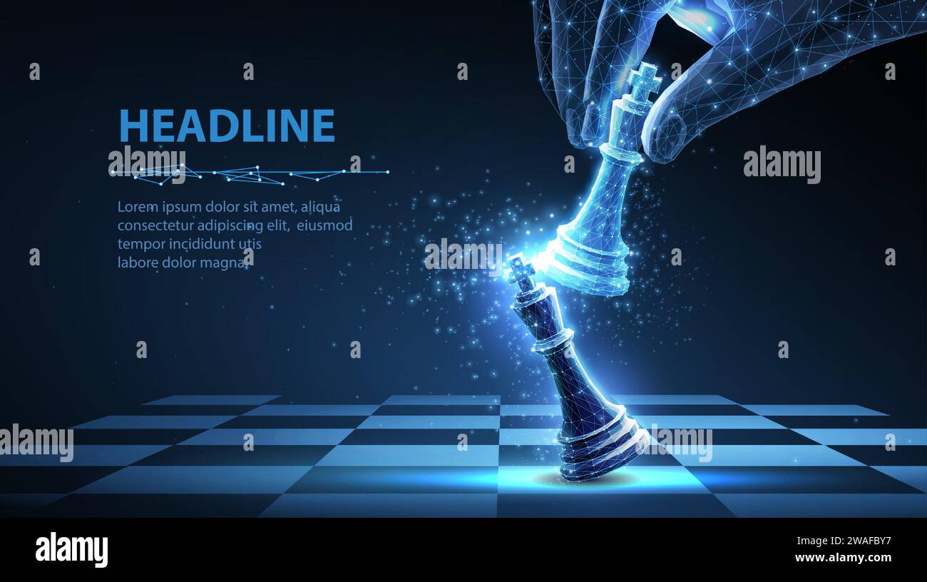 Chess king in digital hand beats other kind. Successful business ...