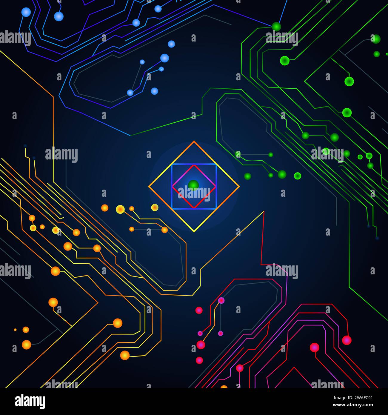 Modern technology circuit board texture background design. Neurons and electronic tracks on the ...
