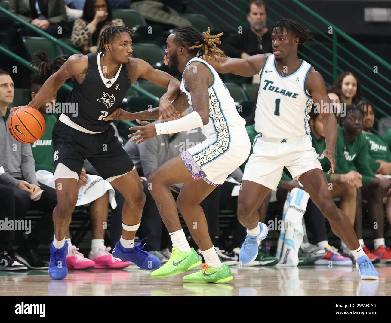 New Orleans, USA. 03rd Jan, 2024. Rice Owls guard Mekhi Mason (2) tries ...