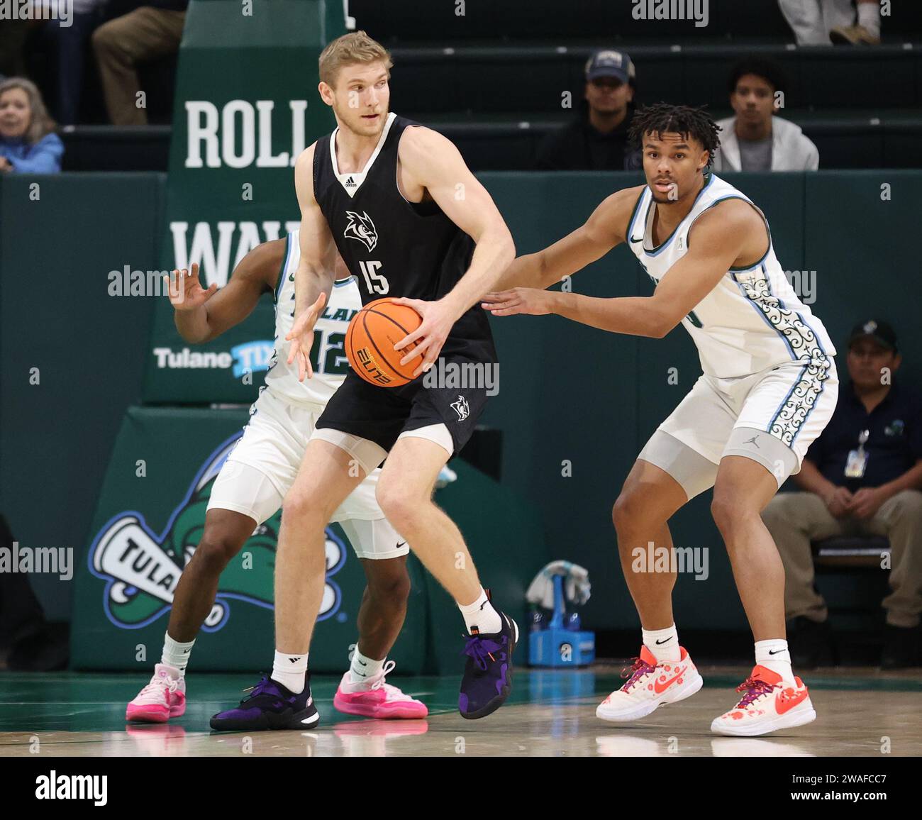 New Orleans, USA. 03rd Jan, 2024. Rice Owls forward Max Fiedler (15 ...